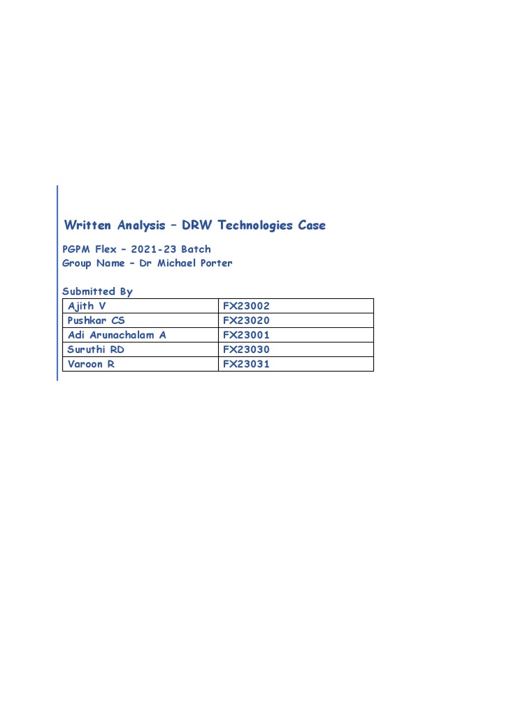 Written Analysis - DRW Technologies Case | PDF | Procurement | Option ...