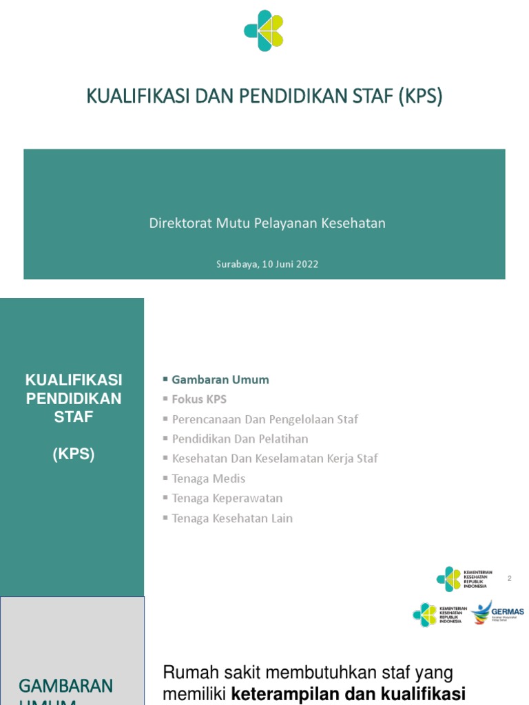 Kualifikasi Dan Pendidikan Staf (KPS) : Direktorat Mutu Pelayanan Kesehatan | PDF