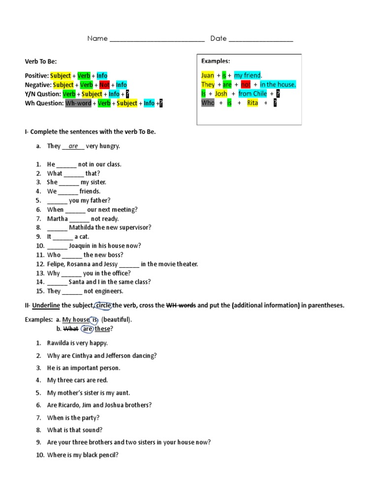 To Be, Nouns, Pronouns Practice | PDF | Verb | Semantic Units