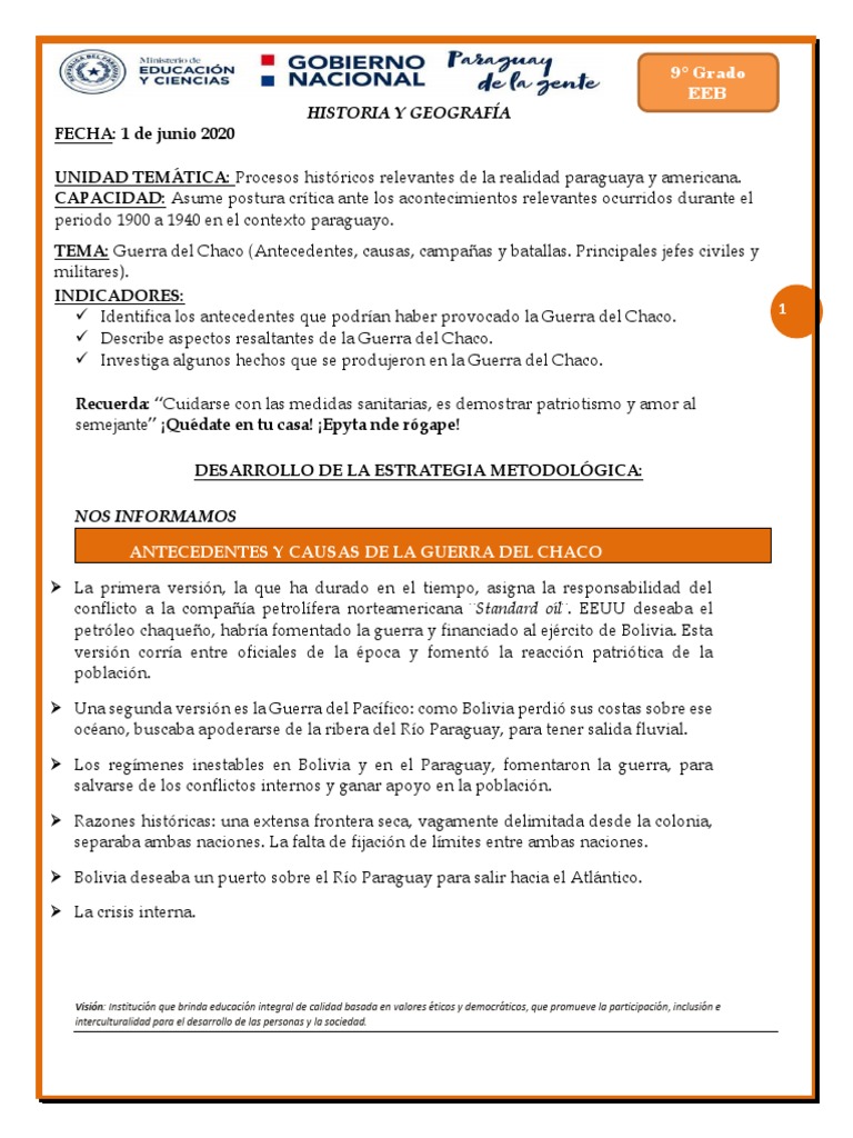 Historia y Geografía 9° Grado 1 de Junio 2020 Rev - Ajus | PDF ...