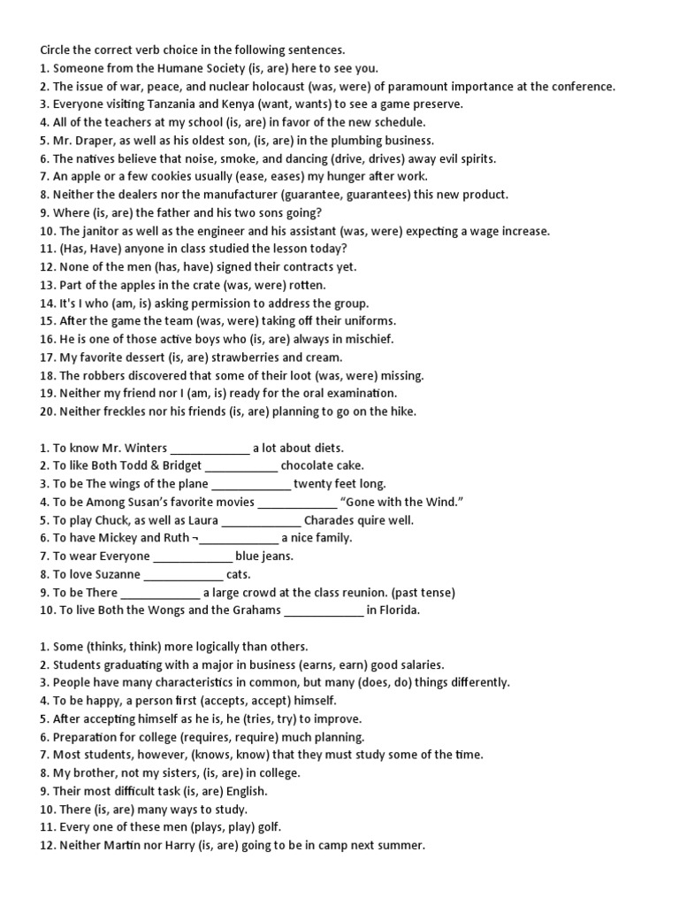 Correct Verb Choice Practice | PDF | Verb | Linguistics