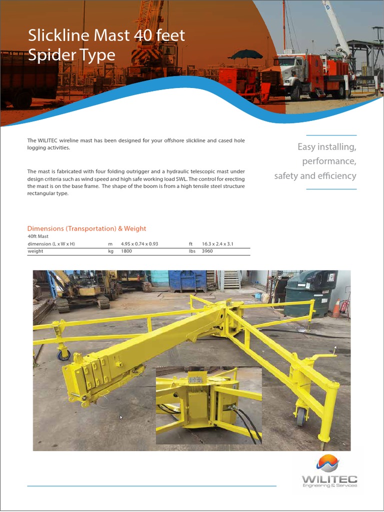 Slickline Mast 40 Feet Spider Type: Easy Installing, Performance ...