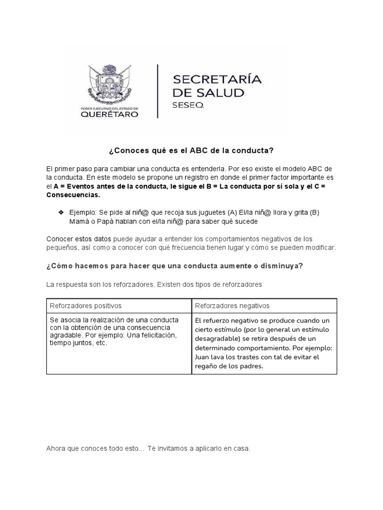 ¿Conoces Qué Es El ABC de La Conducta | PDF | Artes del Lenguaje y ...