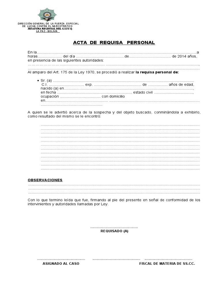 Actas de Requisa Personal | PDF | Gobierno