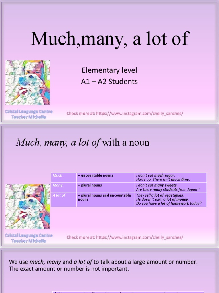 Much, Many, A Lot Of: Elementary Level A1 - A2 Students | PDF