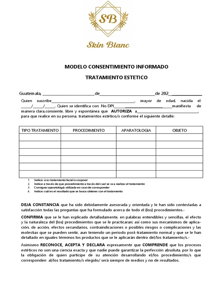 Modelo de Consentimiento Informado | PDF | Consentimiento informado | Medicina