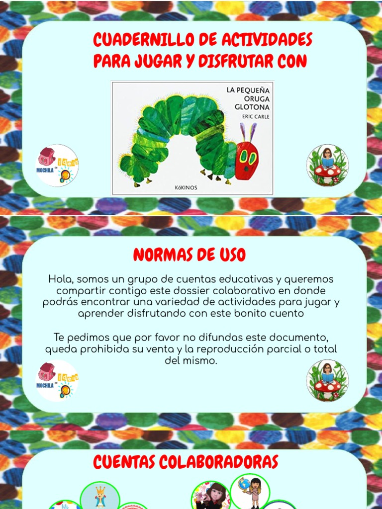 Cuadernillo de Actividades para La Oruga Glotona | PDF | Mariposa | Color