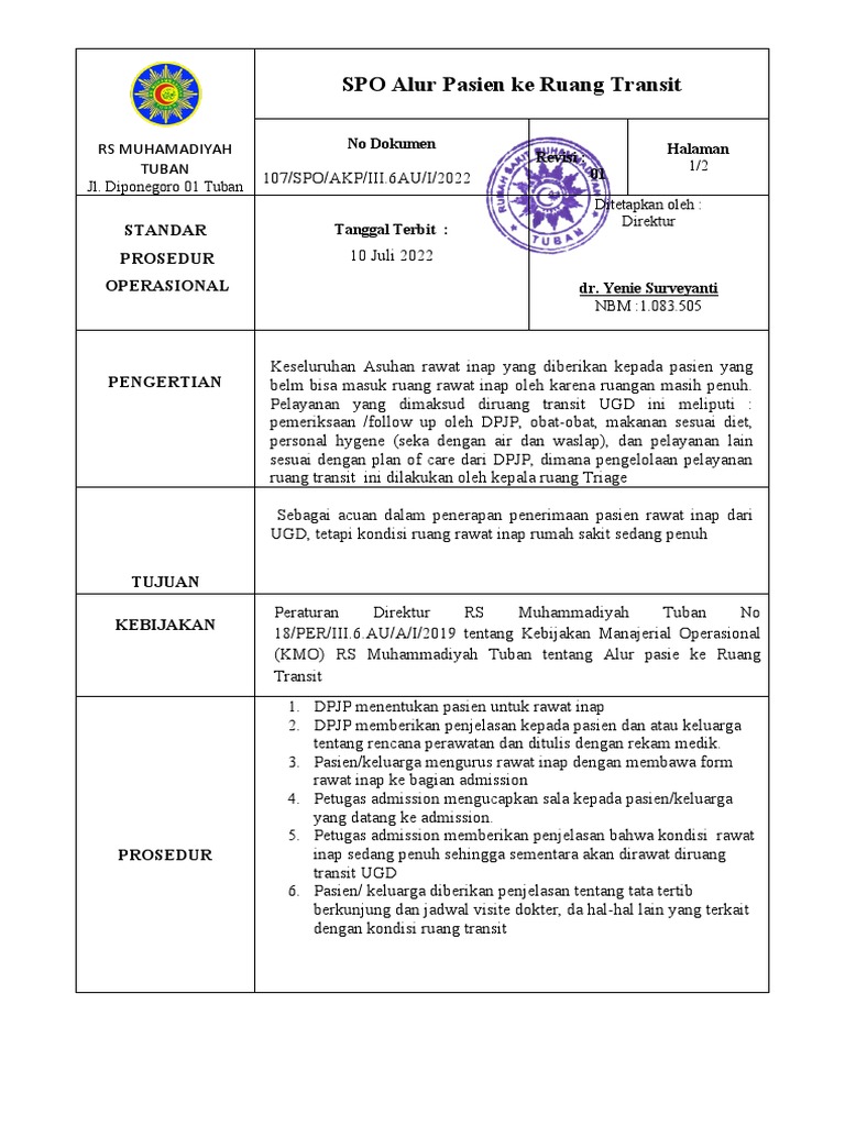 SPO Alur Ruang Transit | PDF