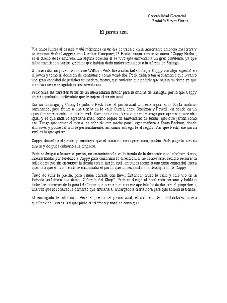 El Jarrón Azul: Lecciones de Perseverancia | PDF