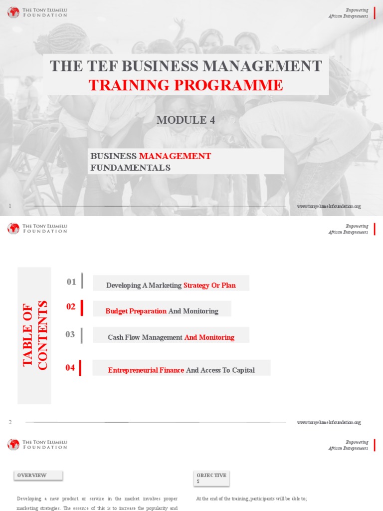 The Tef Business Management: Training Programme | PDF | Marketing | Budget