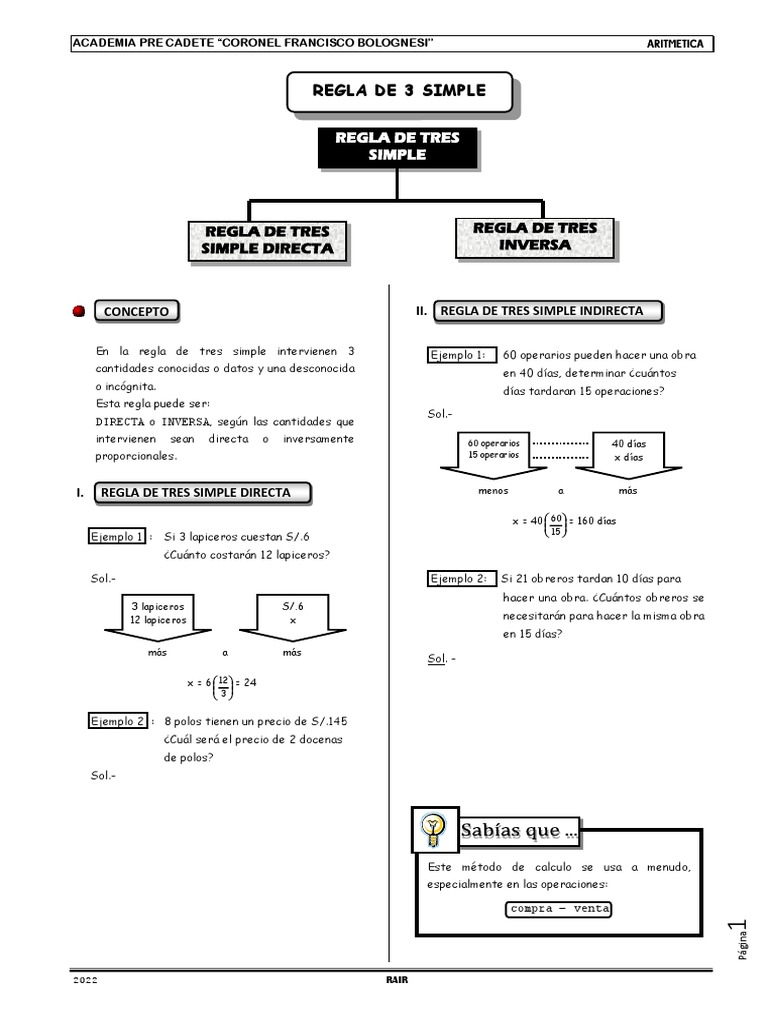 Regla de 3 Simple y Compuesta | PDF | División (Matemáticas) | Números