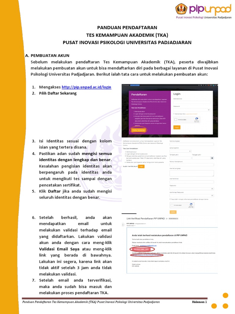 Petunjuk Pendaftaran Tes Kemampuan Akademik (Tka) | PDF