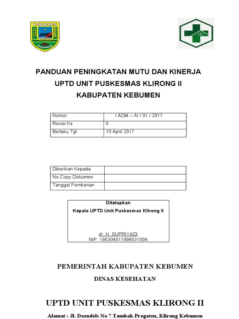 Panduan Peningkatan Mutu Dan Kinerja Puskesmas | PDF