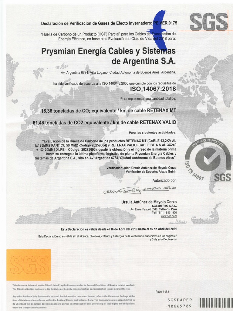 Certificado_ISO_14067_2018 | PDF