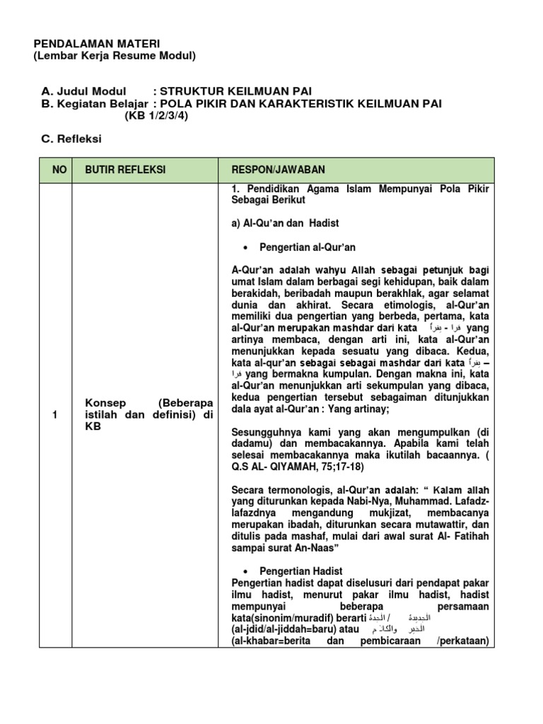 Struktur Keilmuan PAI dan Karakteristiknya | PDF