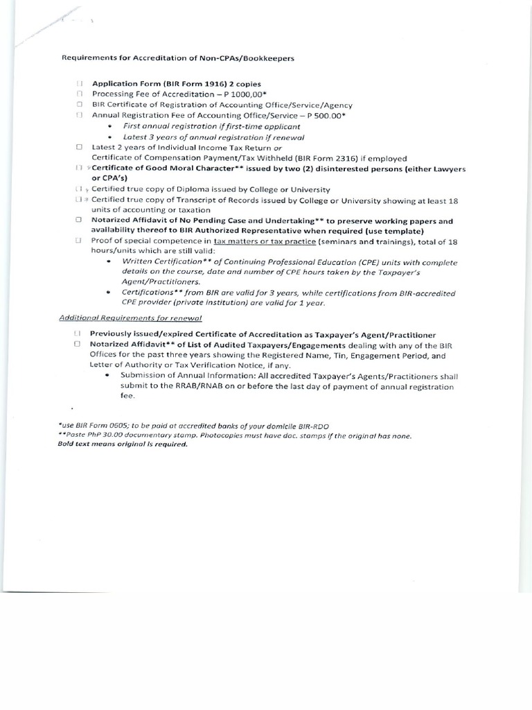 BIR Accreditation For Non CPAs | PDF