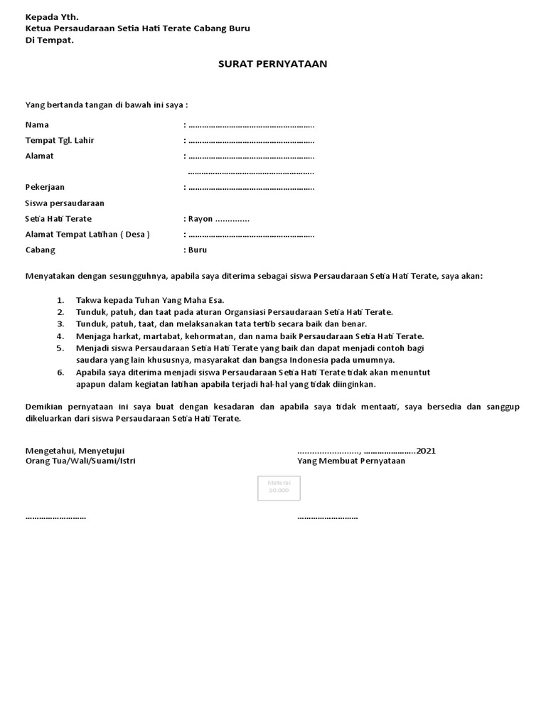 Formulir Pendaftaran Siswa Baru PSHT | PDF