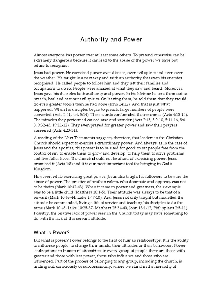 Authority and Power Relationship | PDF | Acts Of The Apostles | Leadership
