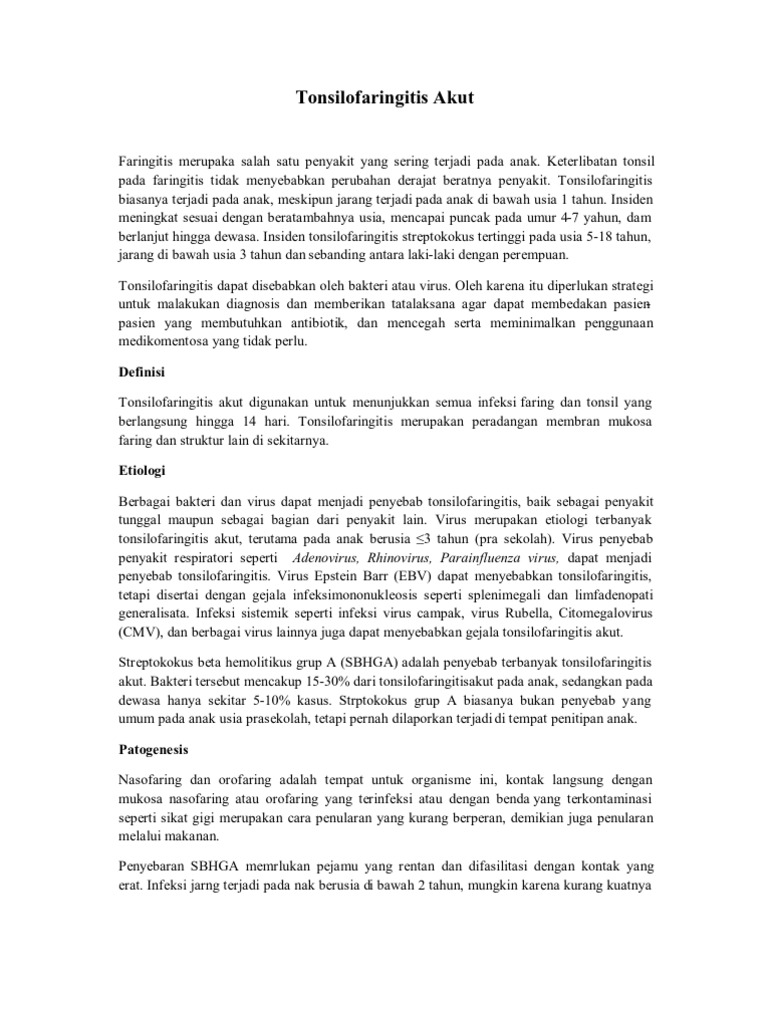 Tonsilofaringitis Akut | PDF | Sains & Matematika