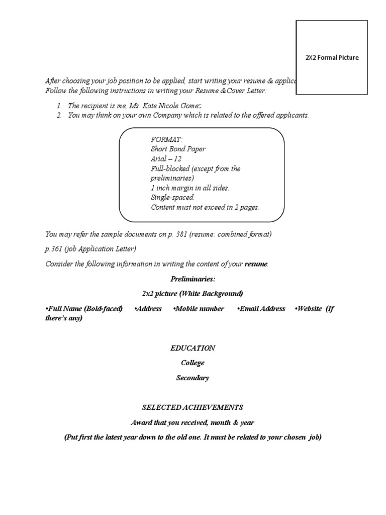 2x2 Formal Picture Resume | PDF | Résumé