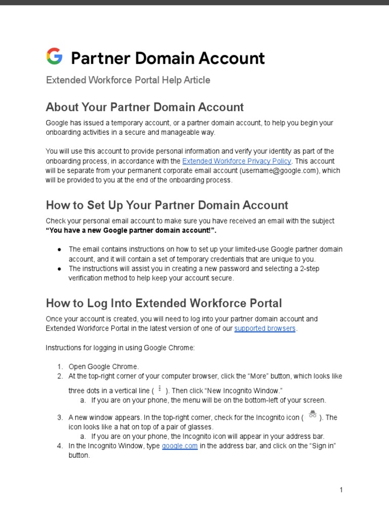 Extended Workforce Portal Partner Domain Account | PDF | Secure ...