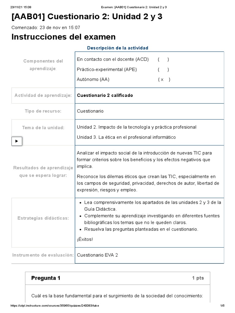 Cuestionario sobre Tecnología y Ética | PDF | Tecnología de información ...