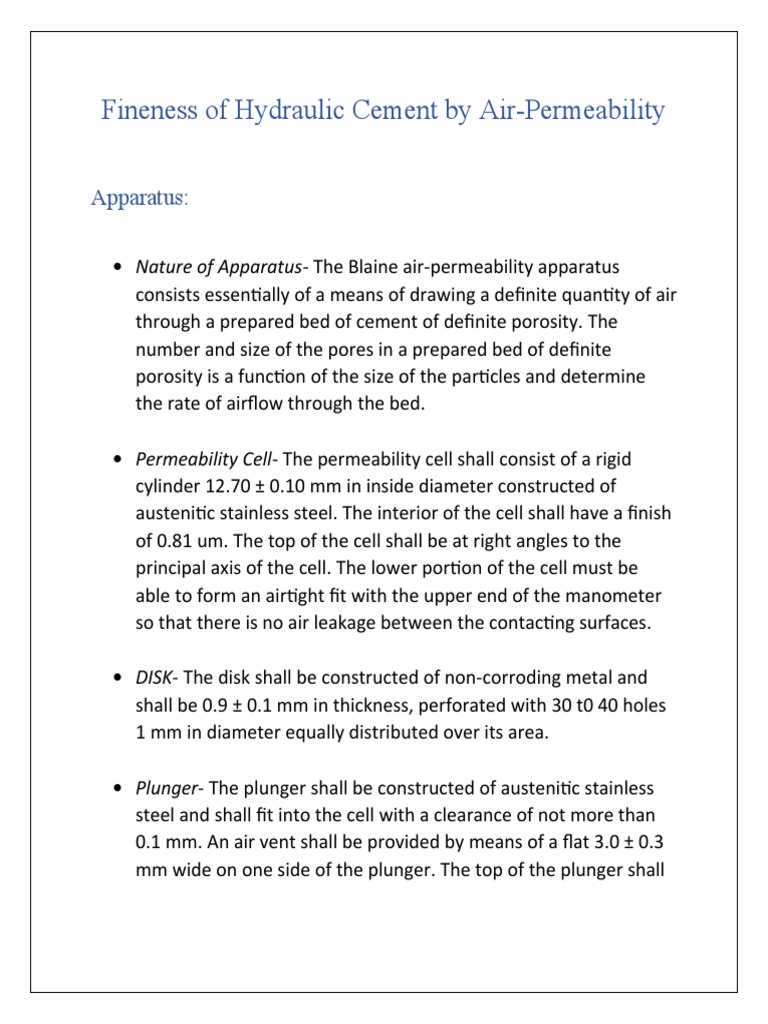 Blaine Test (ASTM C204 | PDF | Pressure Measurement | Calibration