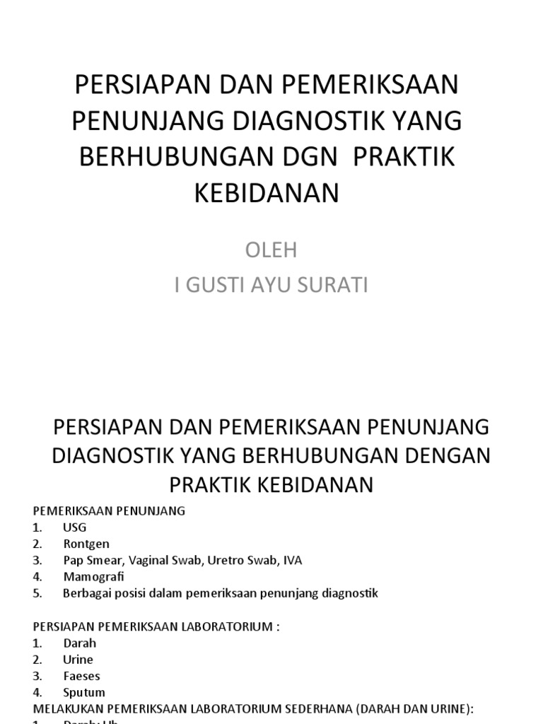 Persiapan Dan Pemeriksaan Penunjang Diagnostik Yang Berhubungan DGN | PDF