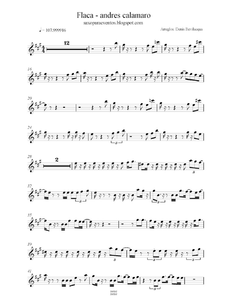 95 Flaca - Andres Calamaro Saxo Alto | PDF