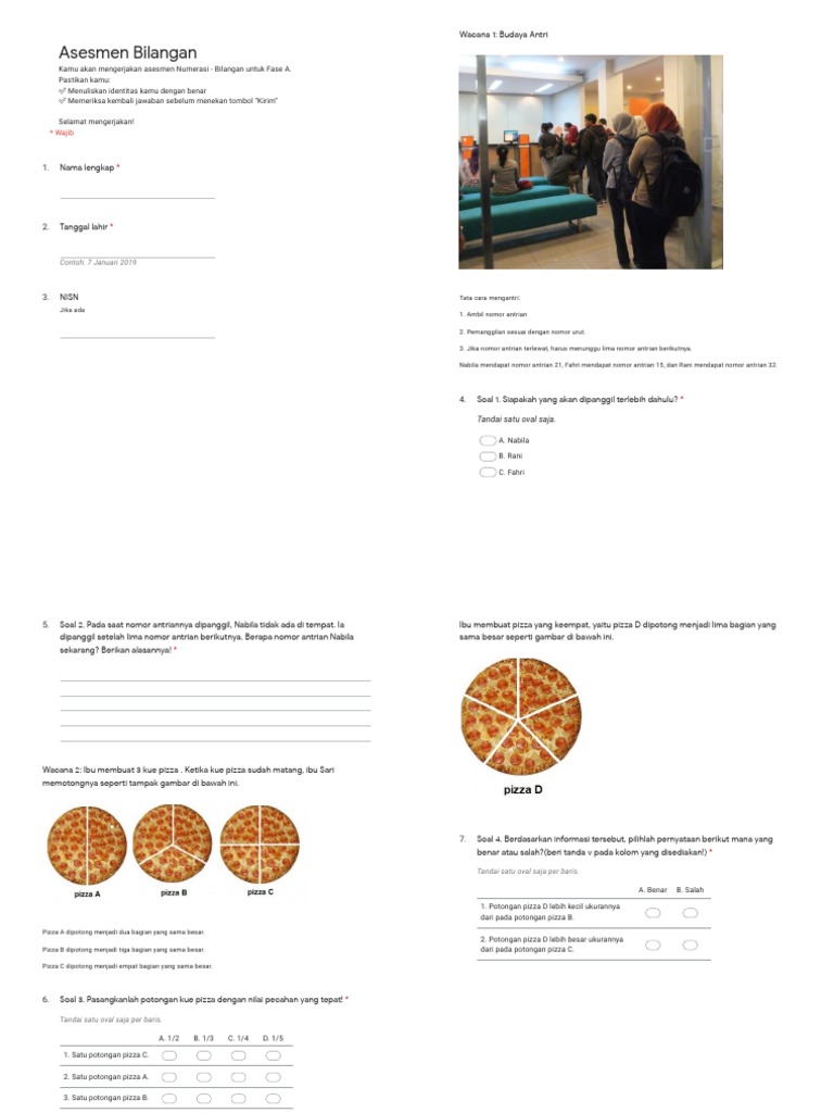 Numerasi-Fase A (Kelas 1-2SD) - Bilangan-SOAL | PDF