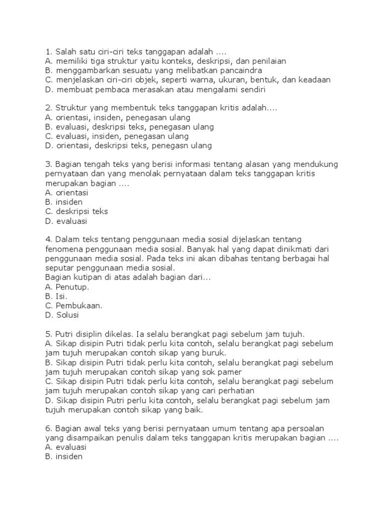 Soal Tek Tanggapan | PDF