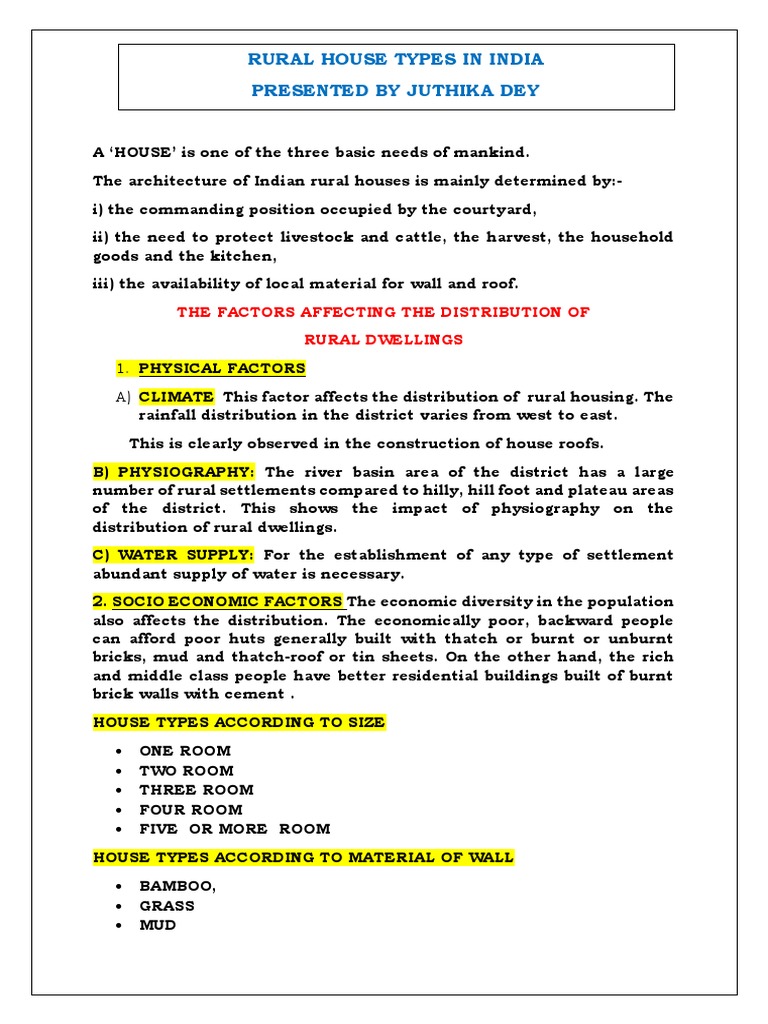 Rural House Types in India | PDF | Roof | Brick