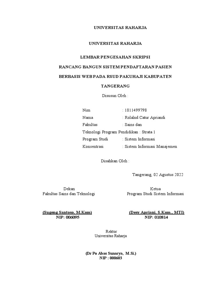 Lembar Pengesahan Skripsi | PDF