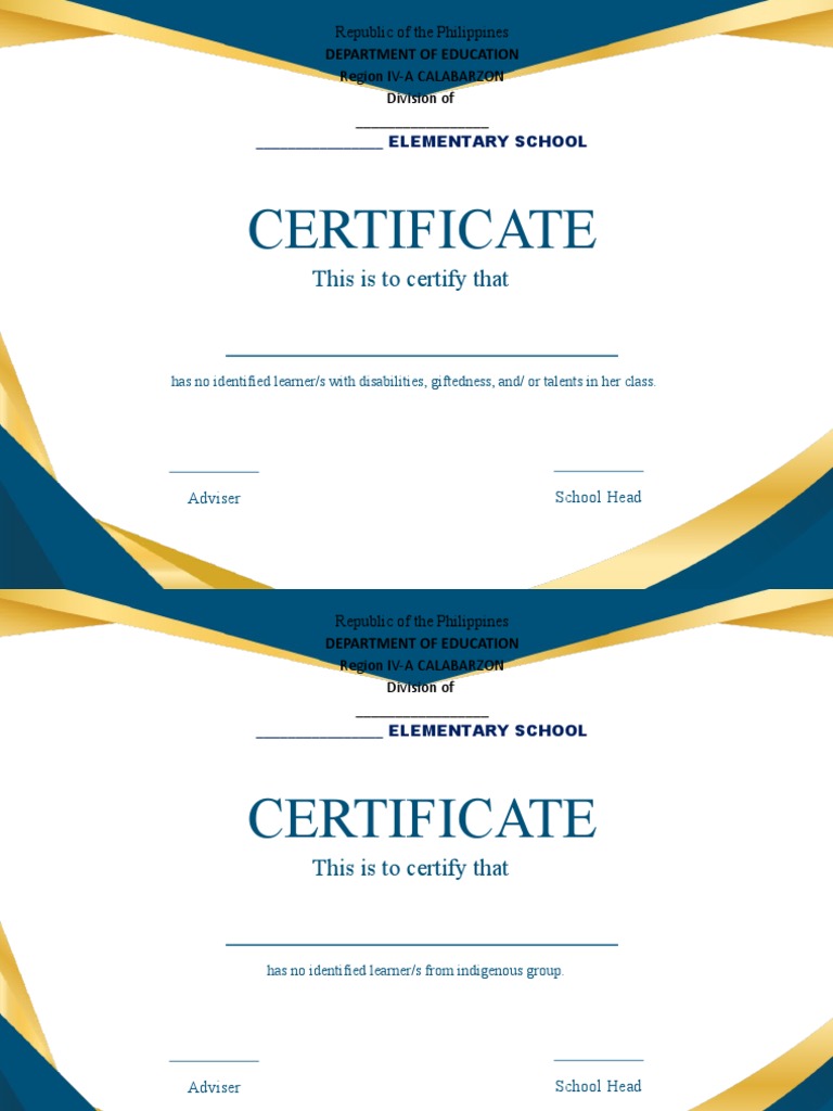 Certification of No Gifted and No Ips | PDF