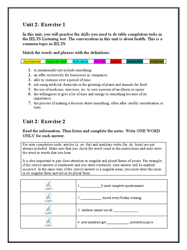 Unit 2 Listening | PDF | Grammatical Number | Plural