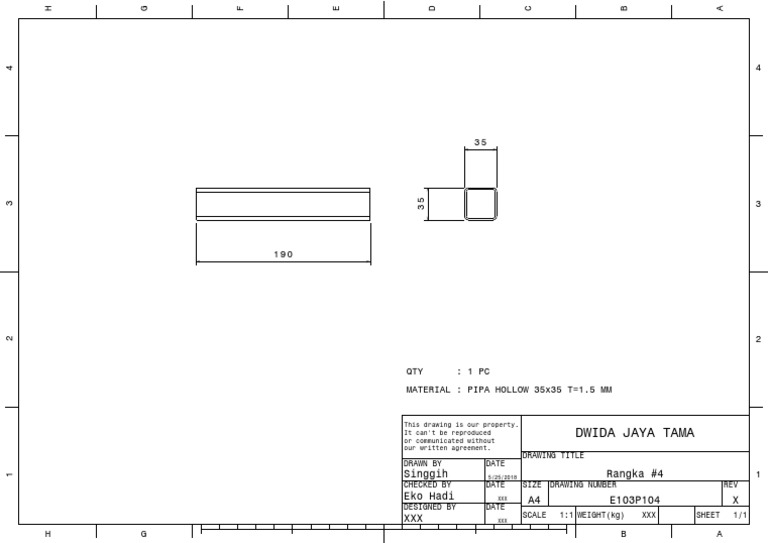 Dwida Jaya Tama: Eko Hadi Singgih A4 E103P104 X Rangka #4 | PDF