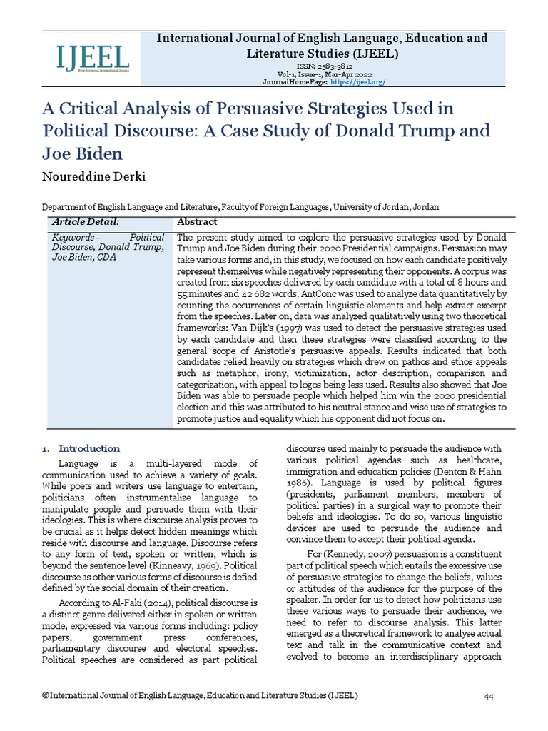 A Critical Analysis of Persuasive Strategies Used in Political ...