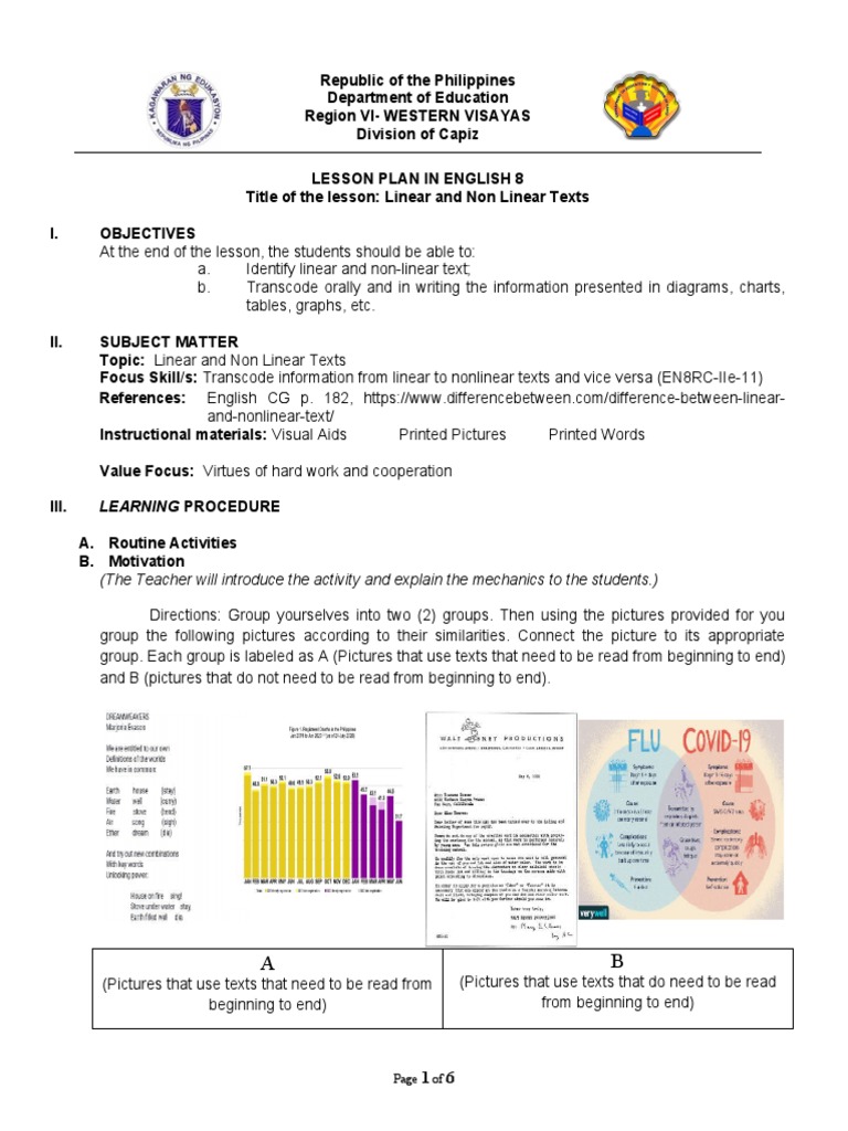 Linear vs Non-Linear Texts Lesson Plan | PDF | Infographics | Influenza