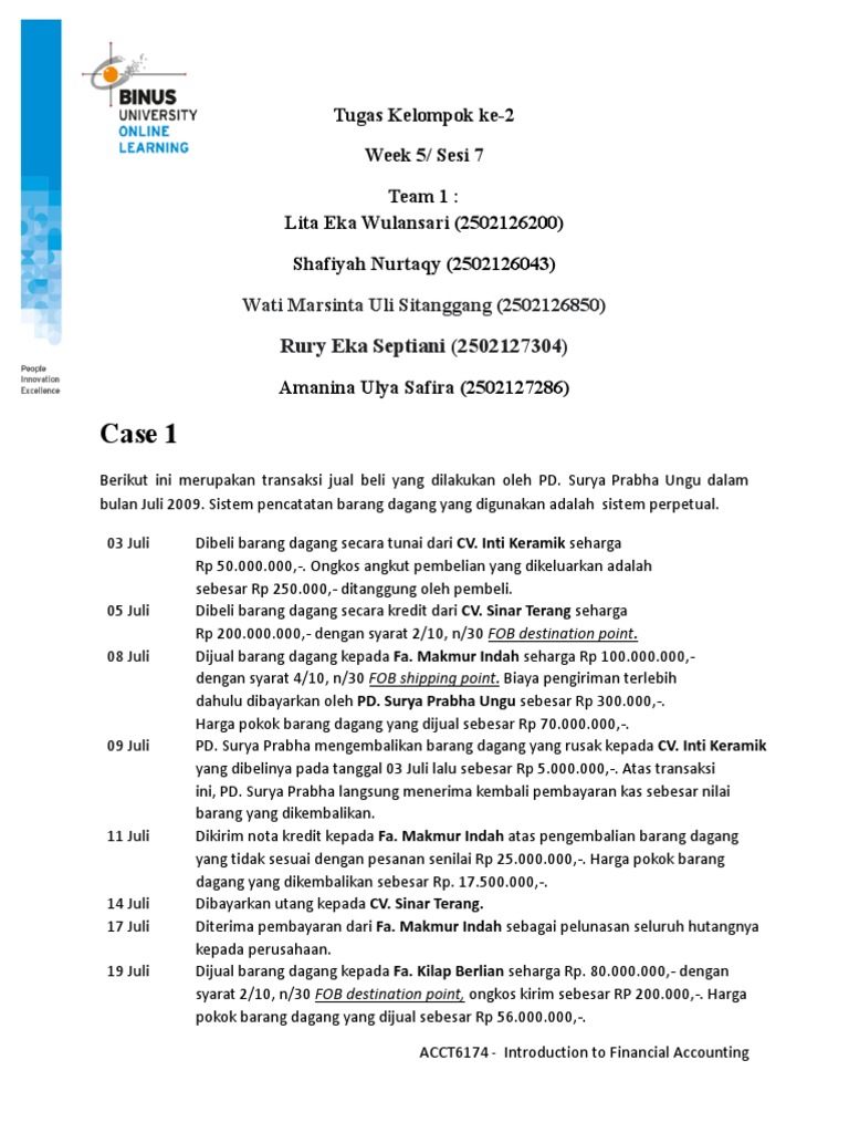 2121 Acct6174035 Dsba TK2-W5-S7-R3 Team1 | PDF