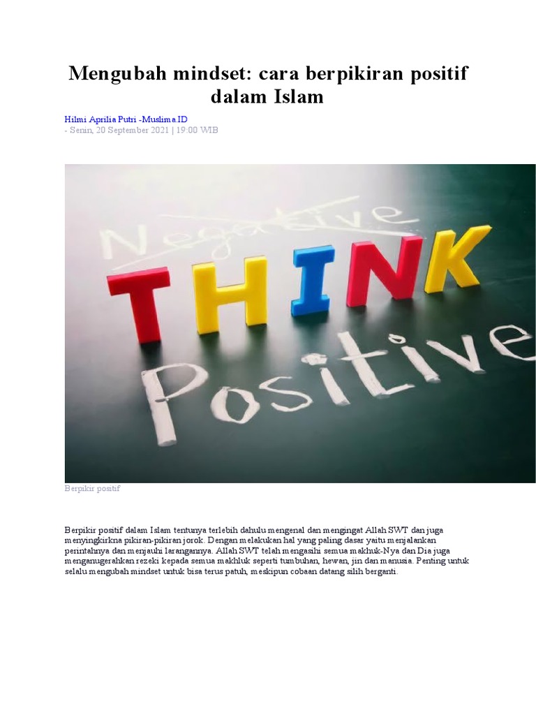 Mengubah Mindset Cara Berpikiran Positif Dalam Islam | PDF ...