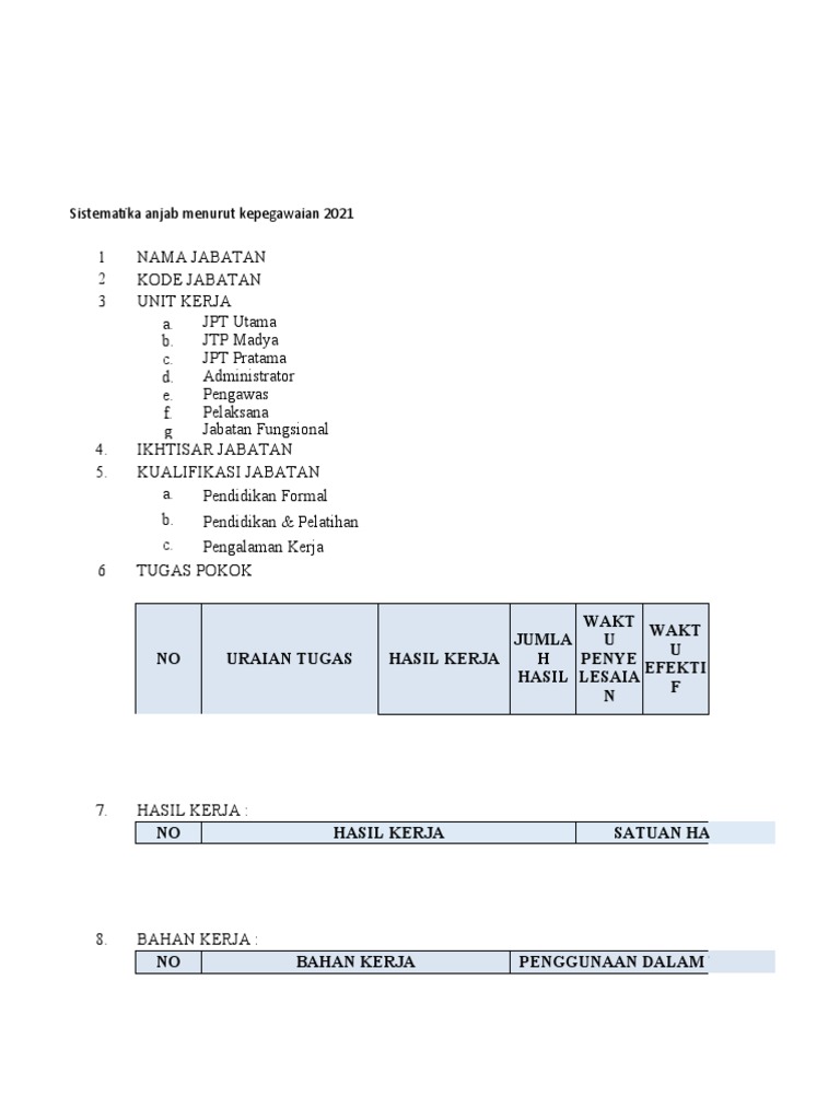 Sistematika Anjab | PDF