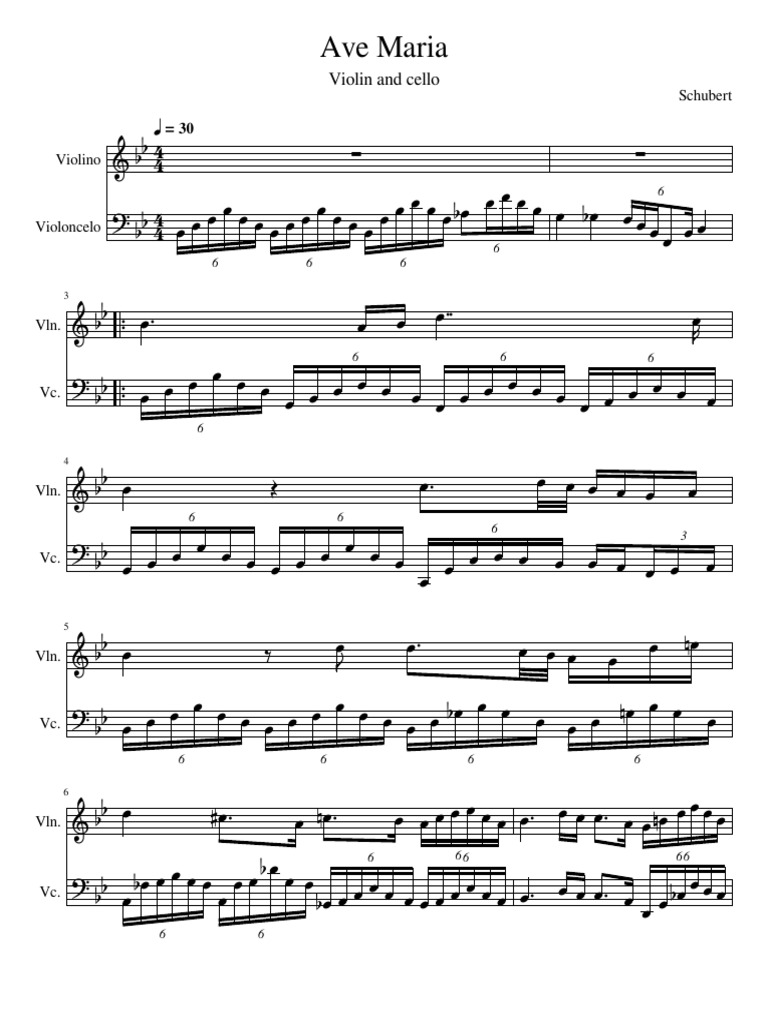 Schubert's Ave Maria for Violin & Cello | PDF | Baroque Music | Musical ...