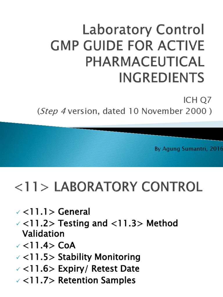 ICH Q7 Guidelines for GMP APIs | PDF | Shelf Life | Specification ...