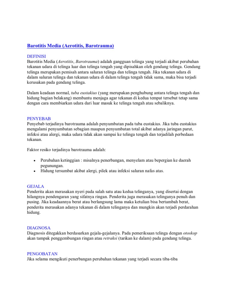 Barotitis Media | PDF | Sains & Matematika