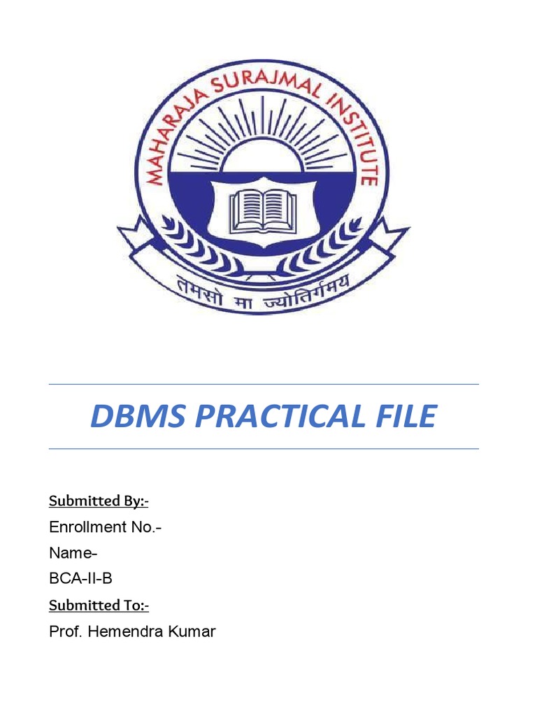 Dbms Practical File: Submitted By | PDF | Sql | Databases