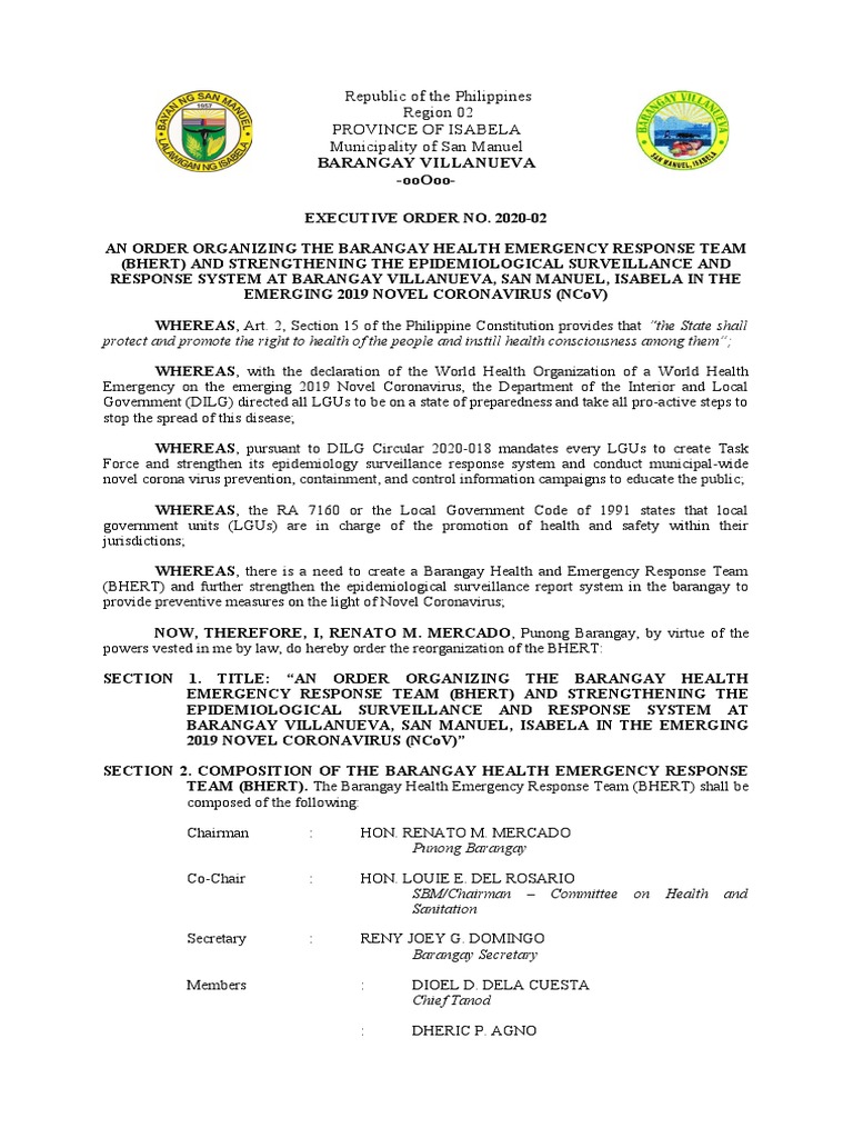 Executive Order - BHERT | PDF | Justice | Crime & Violence