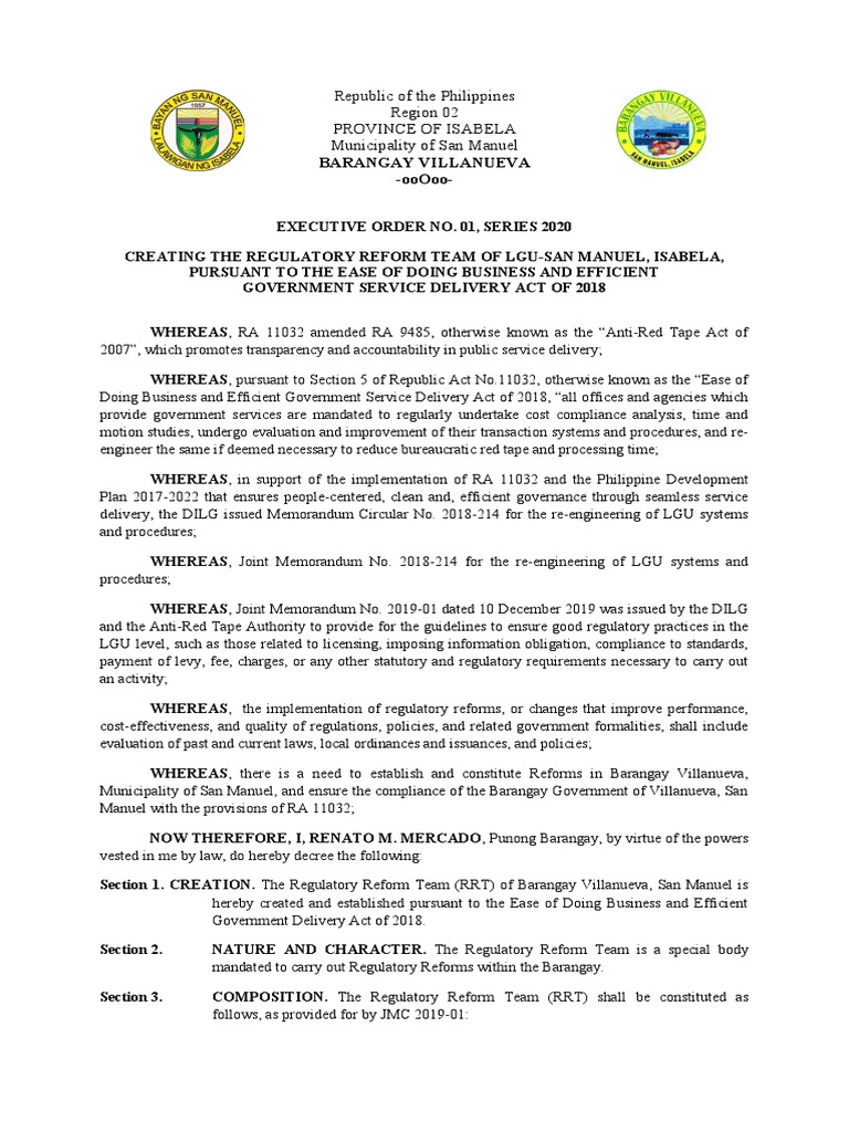 Executive Order Regulatory Reform Team | PDF | Regulatory Compliance ...