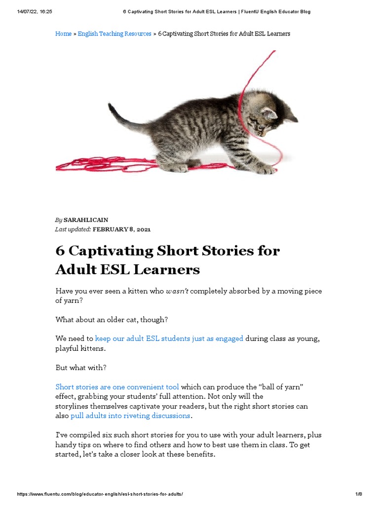 6 Captivating Short Stories For Adult ESL Learners - FluentU English ...
