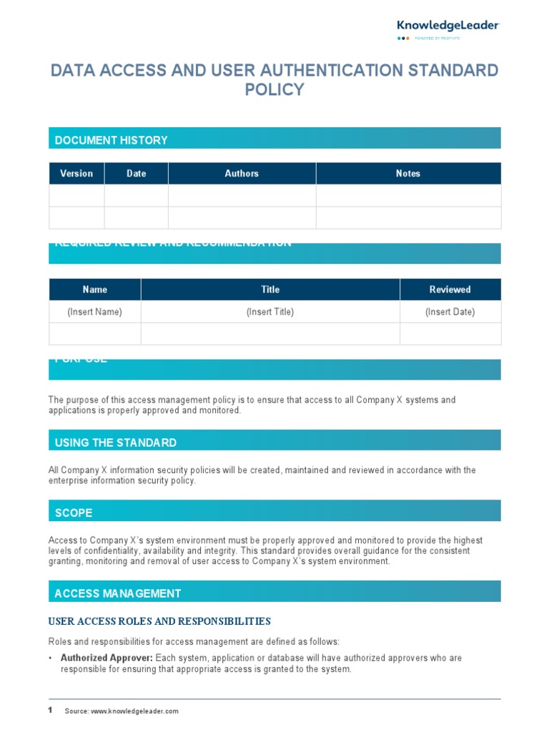 Data Access and User Authentication Policy | PDF | User (Computing ...
