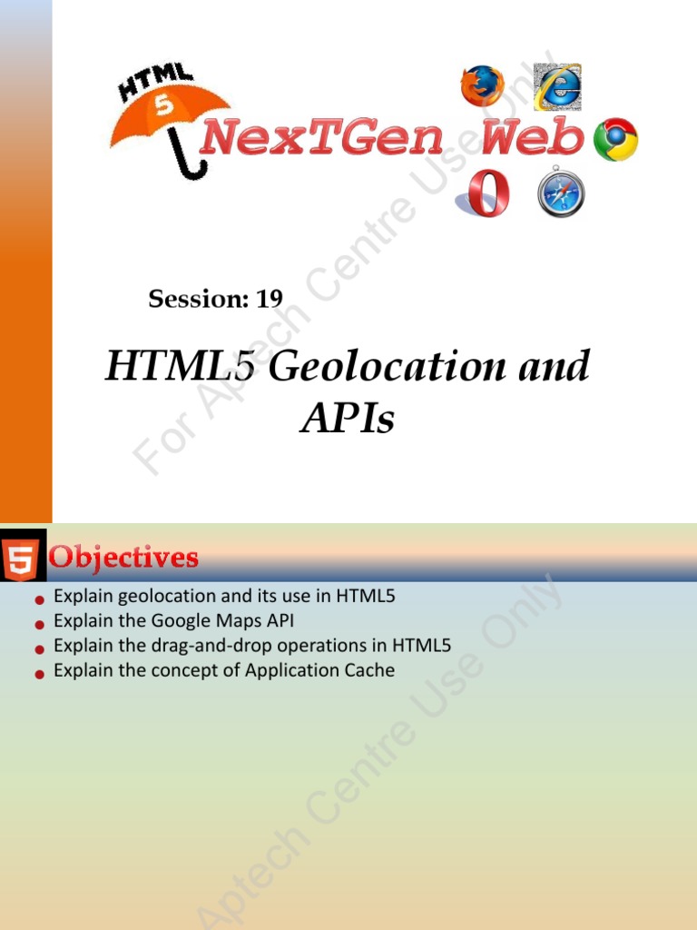 Html5 Geolocation And Apis 1 Pdf Computing Software Development